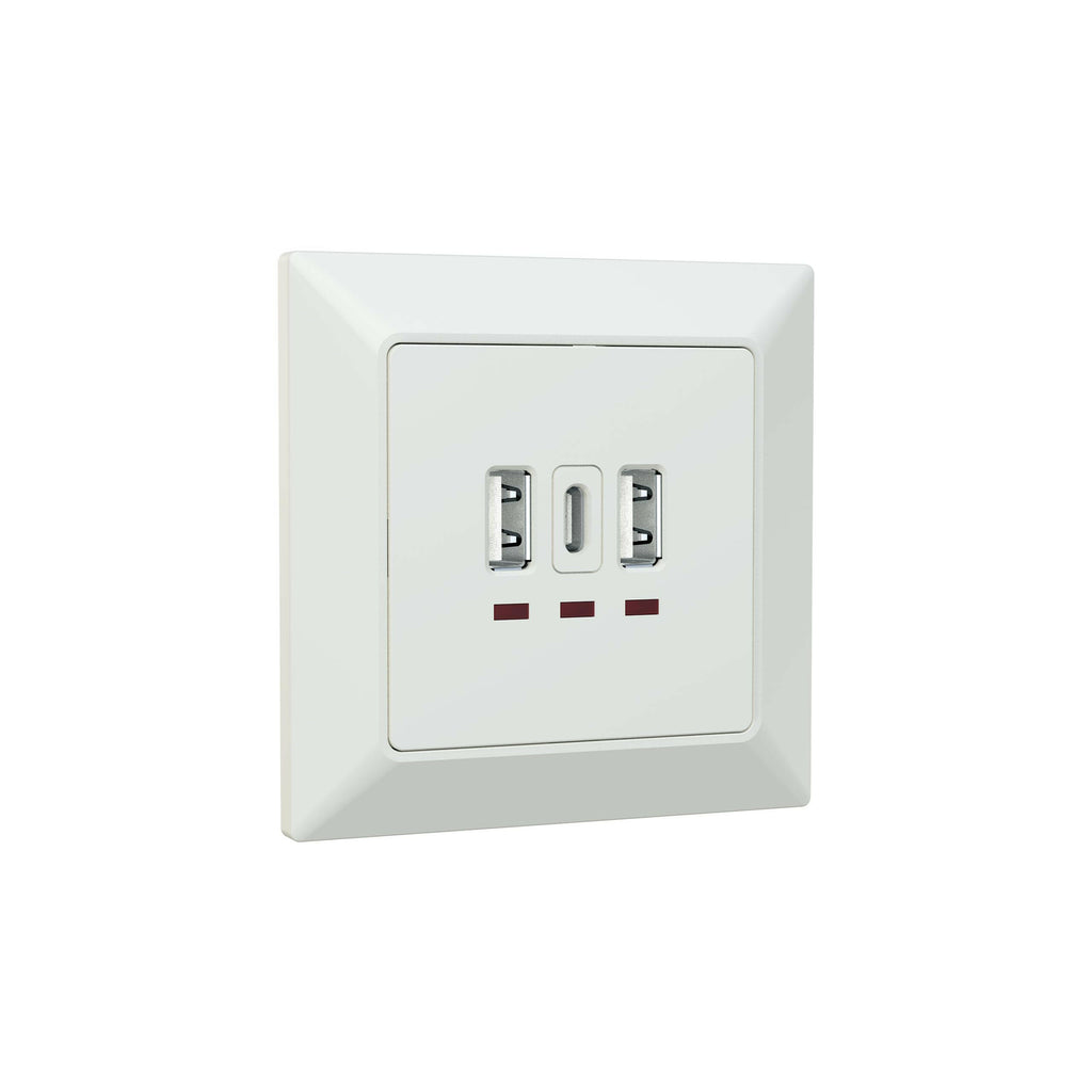 UCOMEN 5.0V 3.1A Flush-Mounted USB Charger, USB-A & USB-C Ports, White